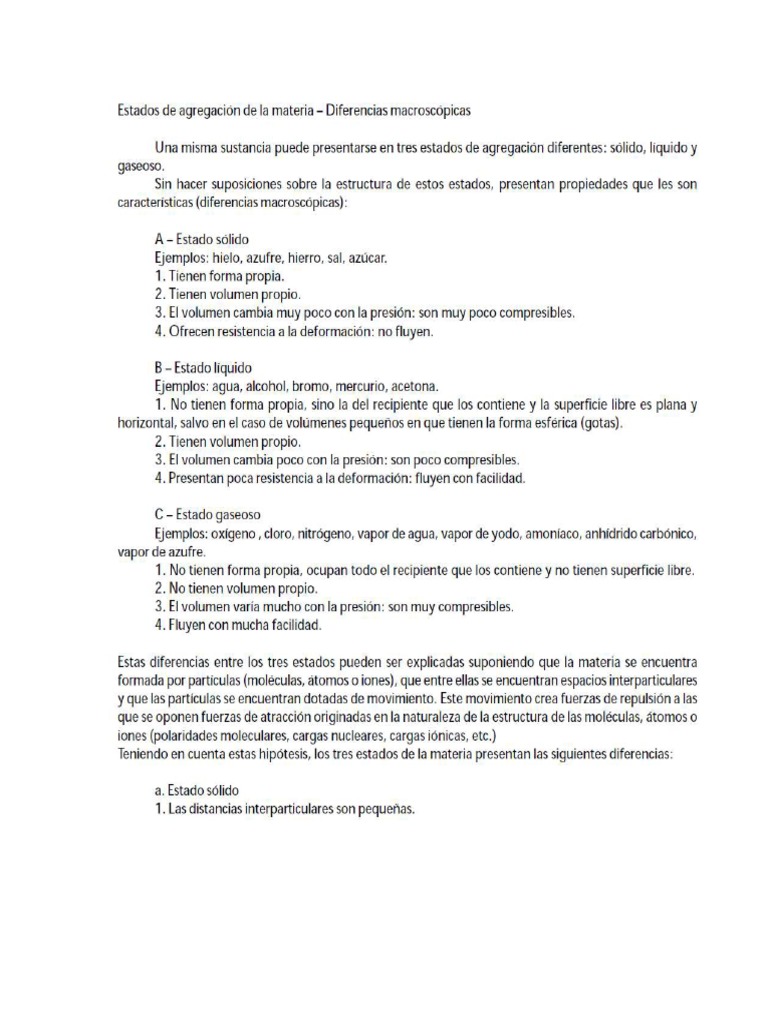 Fisica y Quimica-Estados de Agregacion | PDF