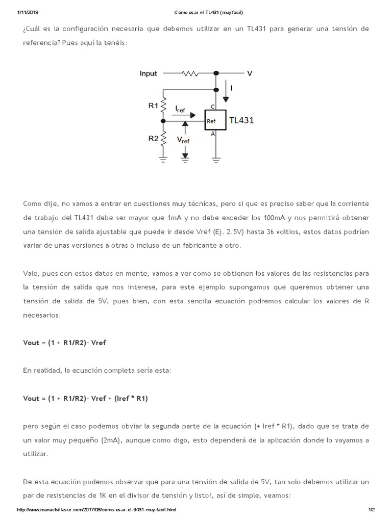 Como Usar El TL431 (Muy Facil) | PDF | Resistencia Eléctrica y Conductancia | voltaje