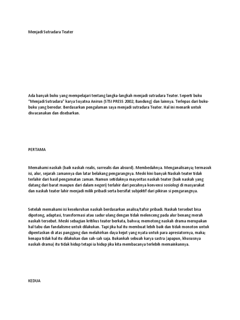 Menjadi Sutradara Teater | PDF