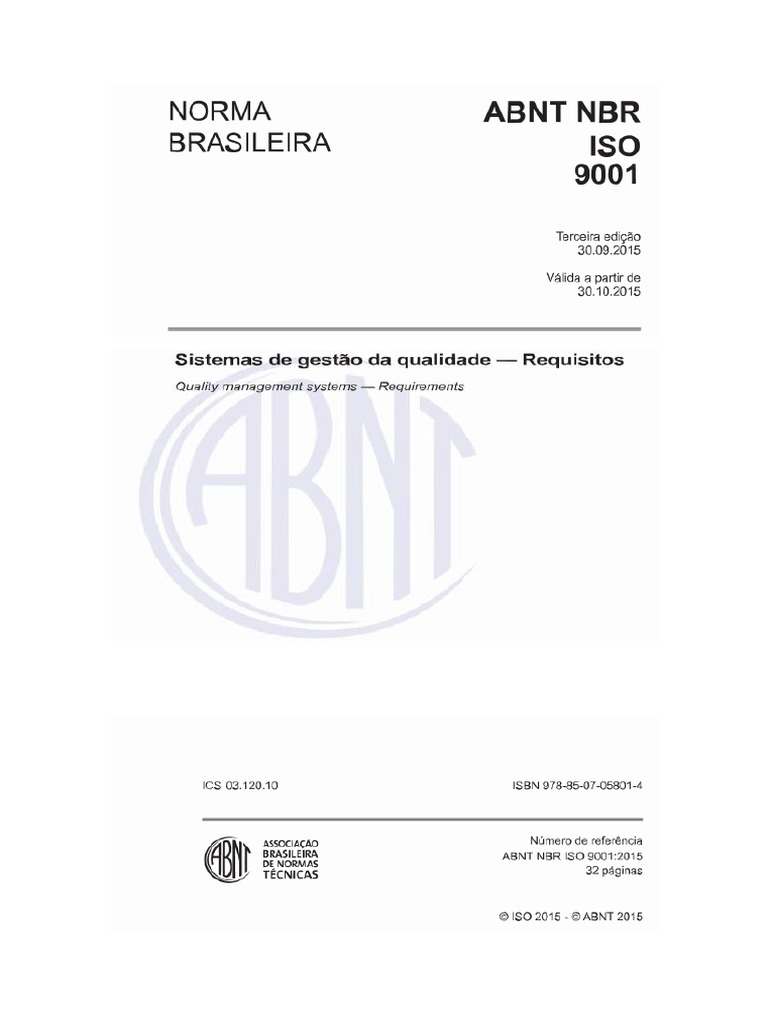 Abnt NBR Iso 9001 2015-1 | PDF
