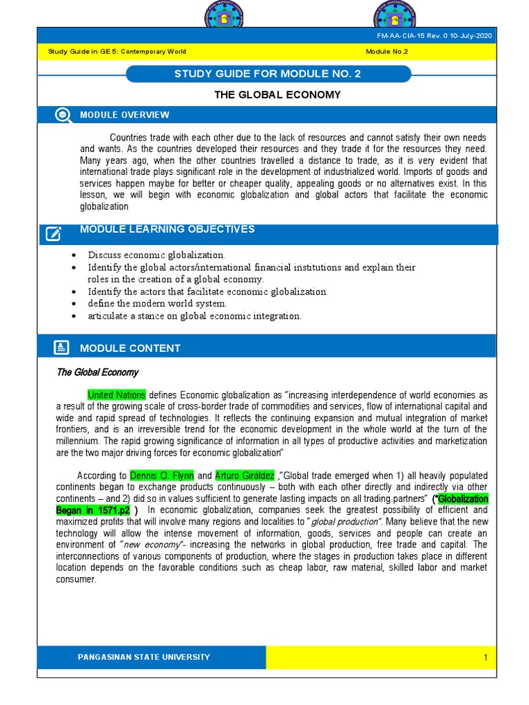 Global Economy Overview and Actors | PDF | World Politics | United Nations