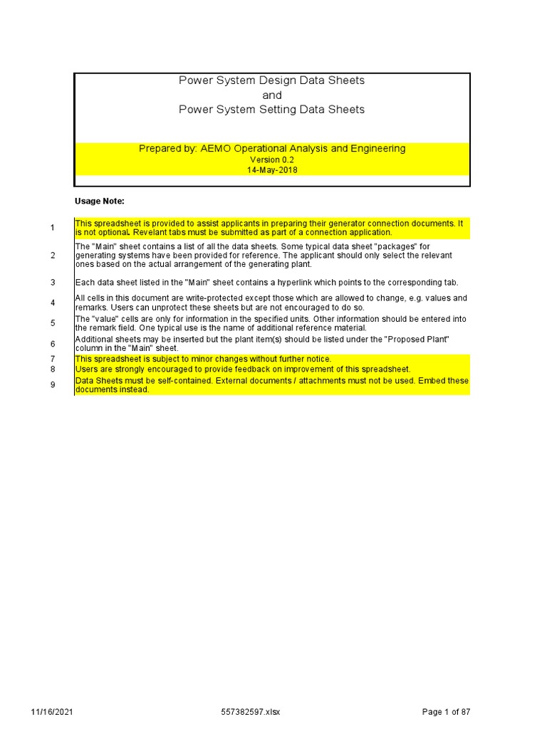 Draft Power System Design and Setting Data Sheet | PDF | Transformer ...