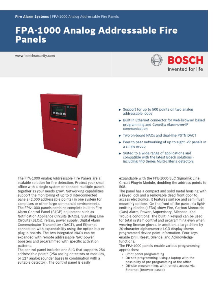 Fire Alarm Systems - FPA 1000 Analog Addressable Fire Panels | Download ...