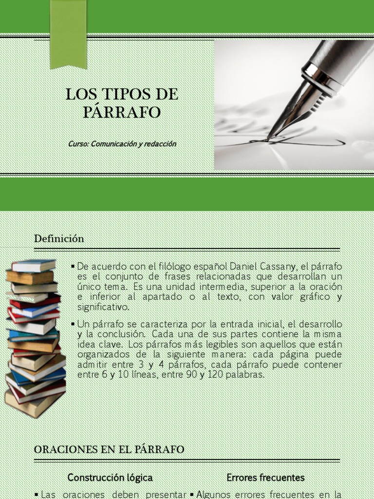 LOS TIPOS DE PÁRRAFO .PPTX ACTUAL | PDF | Oración (Lingüística) | Párrafo