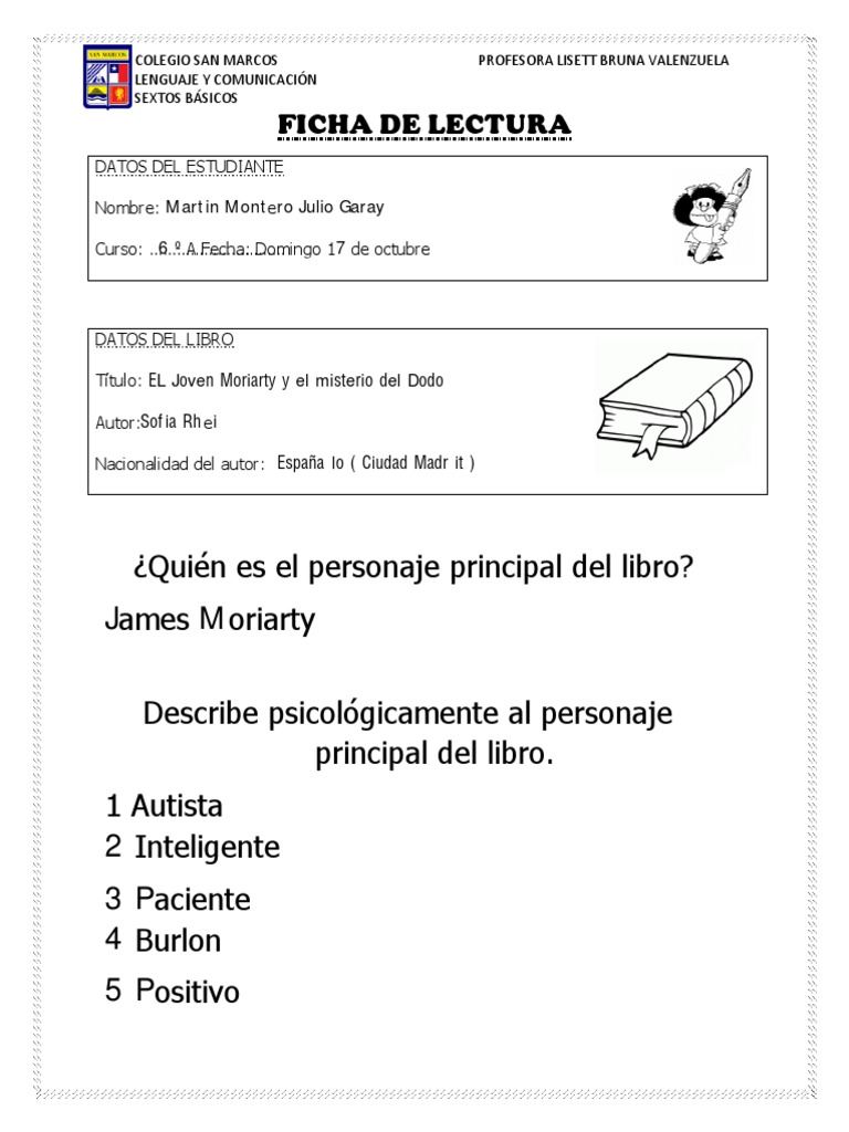 Ficha de Lectura El Misterio Del Dodo | PDF