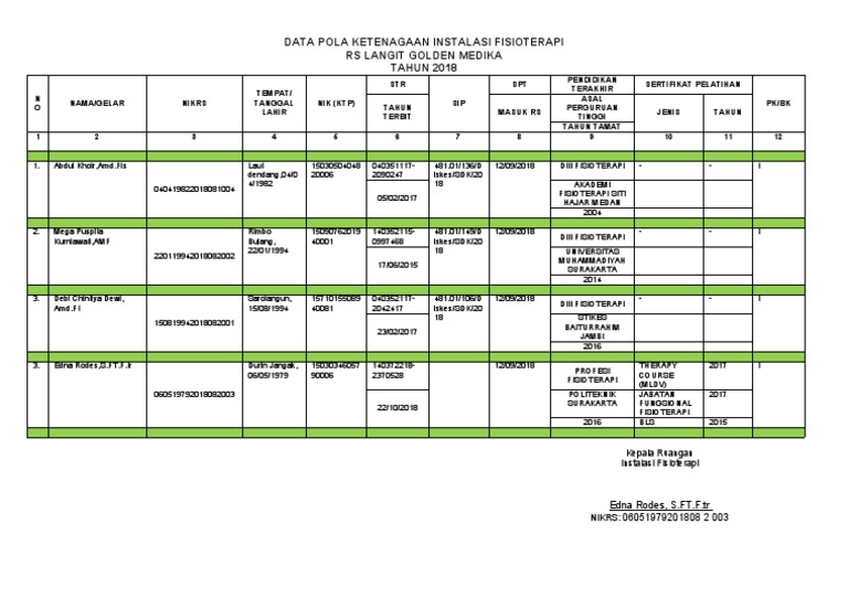 Data Pola Ketenagaan Radiologi | PDF