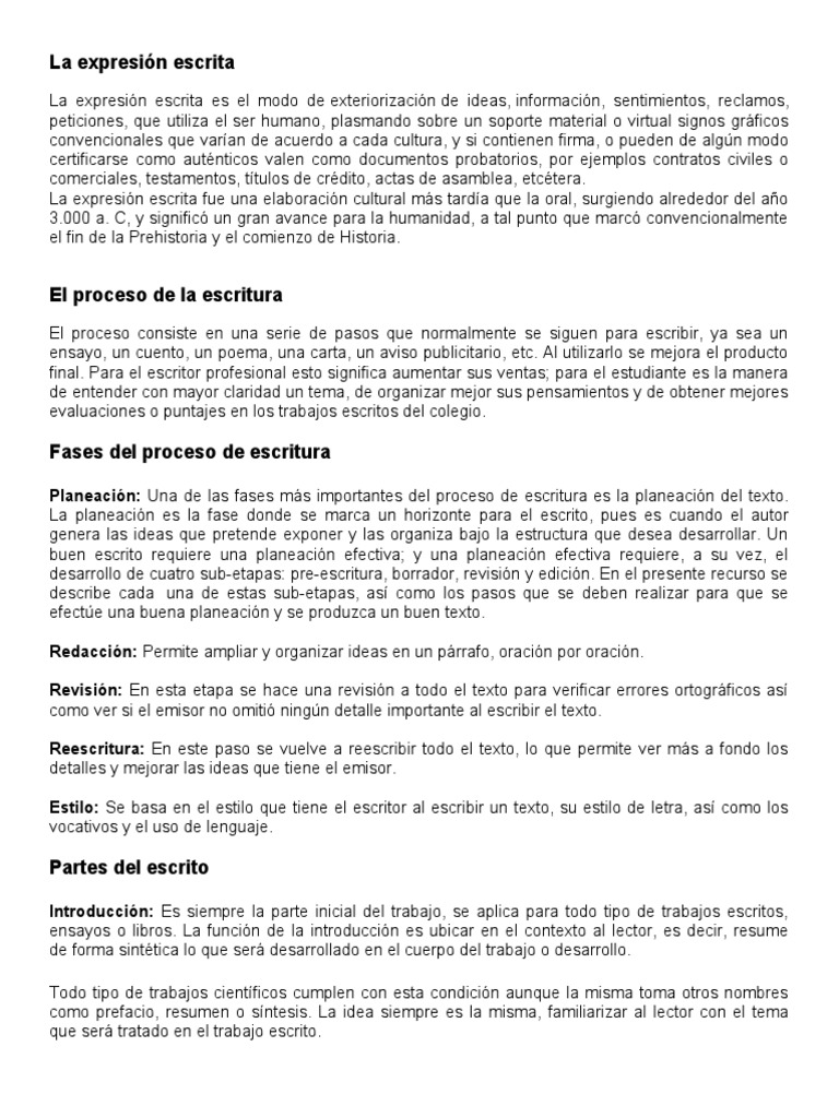 Definición y Proceso de Expresión Escrita | PDF | Concepto | Comunicación