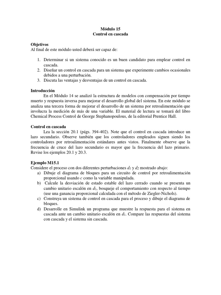 Control en Cascada | PDF | Sistema de control | Ingeniería de Sistemas