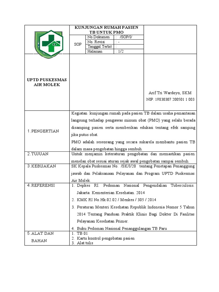 Sop Kunjungan Rumah TB Untuk Pmo | PDF