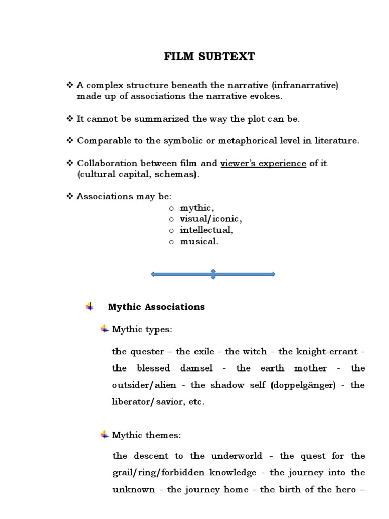 FILM SUBTEXT - Handout PDF | PDF
