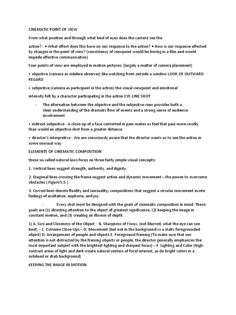 Cinematic Point of View | PDF