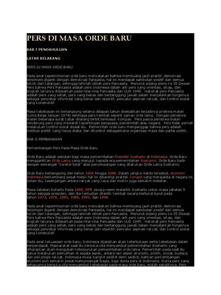Pers Di Masa Orde | PDF
