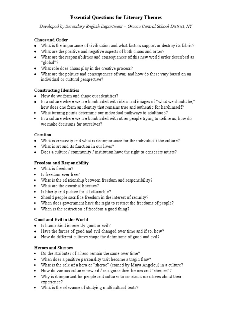 Themes of Responsibility in Literature | PDF | Good And Evil | Narrative