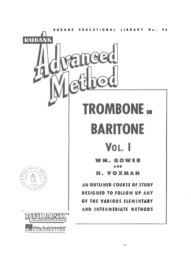 6 Rubank Advanced Method For Trombone or Baritone Vol 1 | PDF