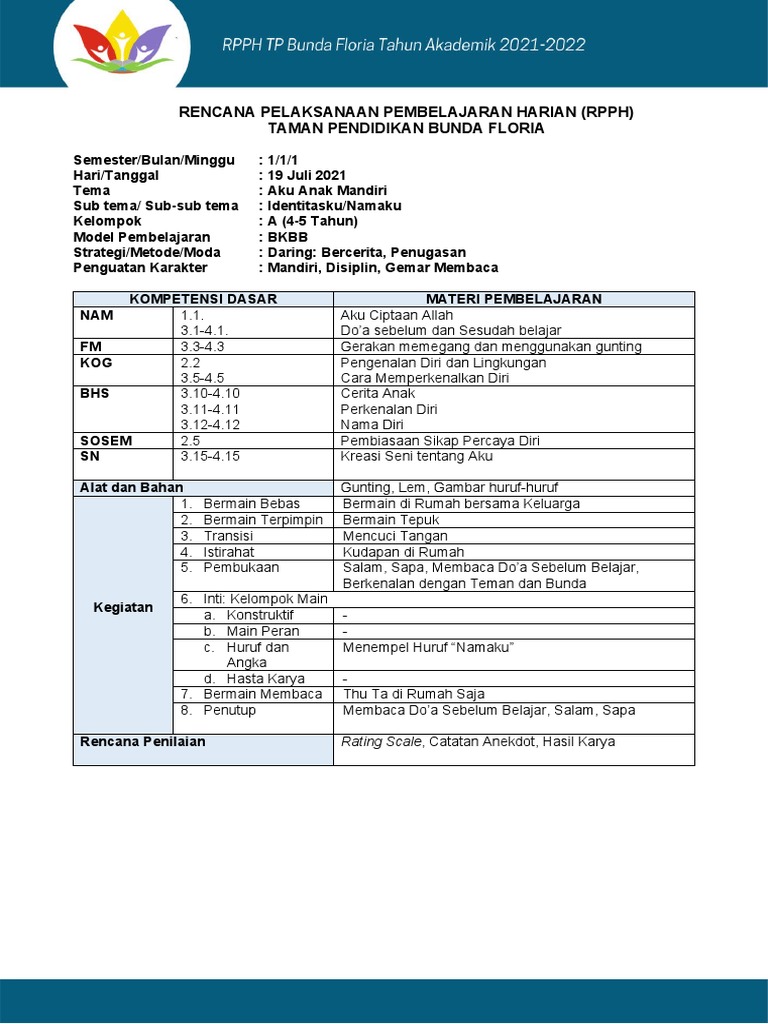 Contoh RPPH-1 | PDF