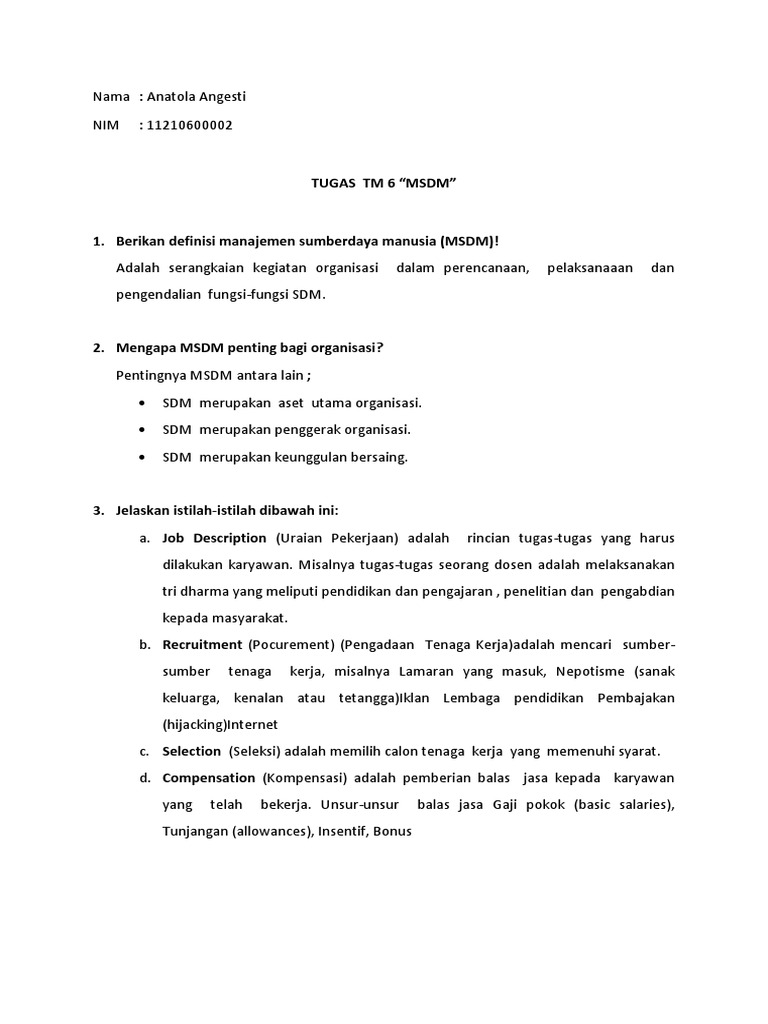 Anatola Angesti - MSDM (TM 6) | PDF | Karier & Perkembangan