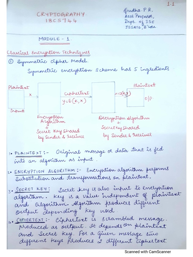 Cryptography 18CS744 by Sudha P R | PDF