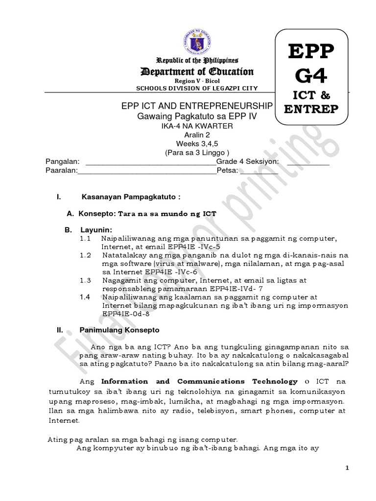 LAS EPP4 ICT4 LEARNING ACTIVITY SHEET 2 by Jocris Final Edited | PDF