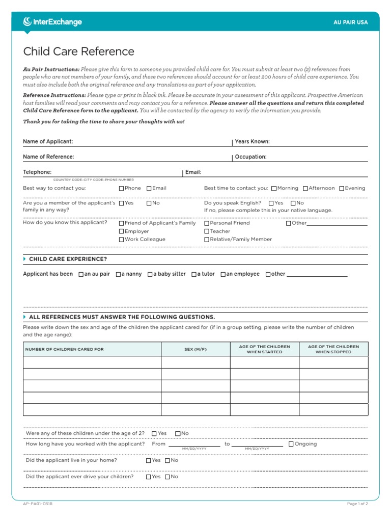 Child Care Reference | Download Free PDF | Child Care | Relationships