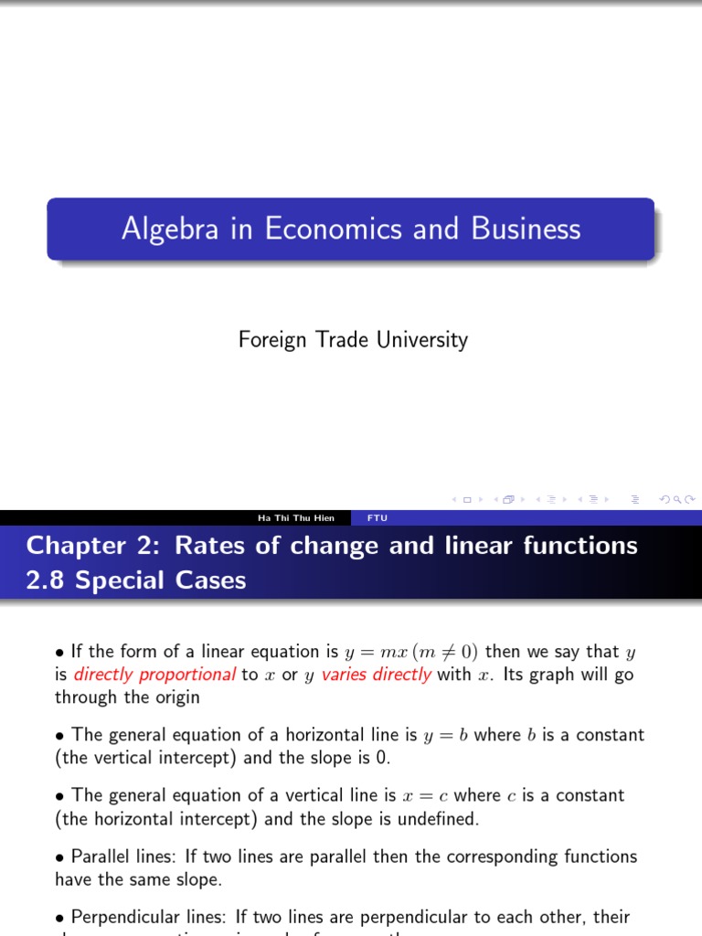 Algebra in Economics and Business: Foreign Trade University | PDF ...