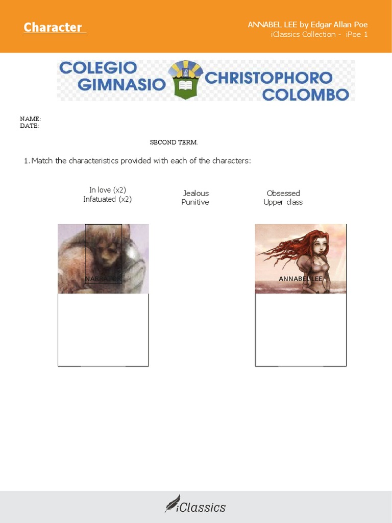 Character Analysis: 1. Match The Characteristics Provided With Each of ...