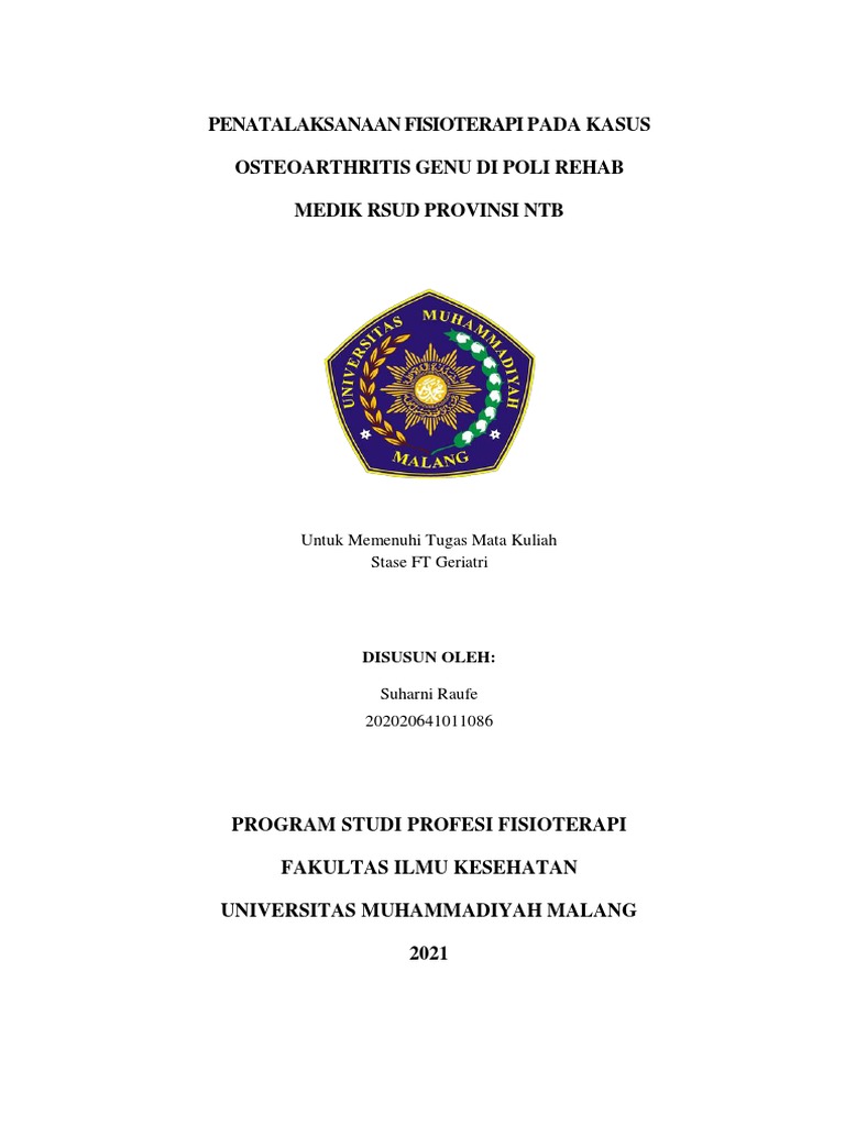 Status Klinis Fisioterapi + Jurnal Pada Oa Genu - Arny Raufe | PDF