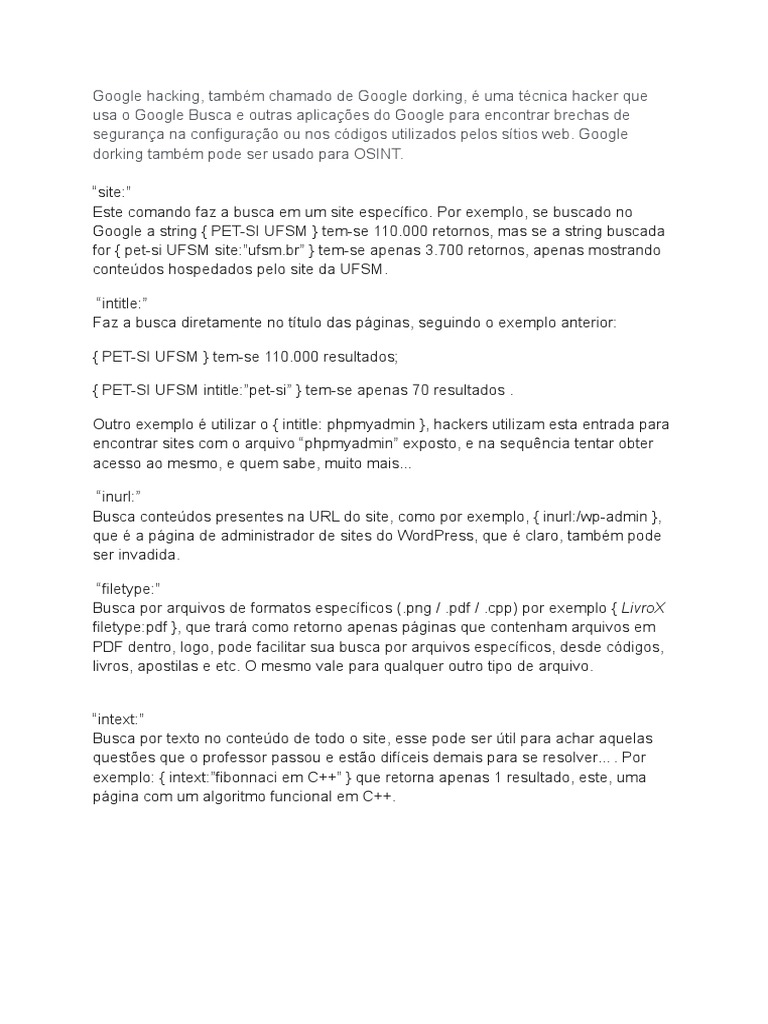 Google Hacking | PDF