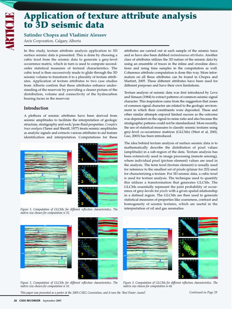 Application of Texture Attribute Analysis To 3D Seismic Data | PDF ...
