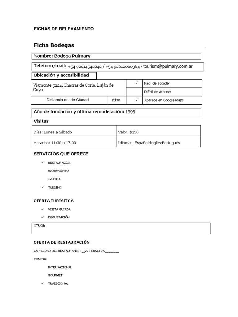 Ficha Relevamiento PDF | PDF