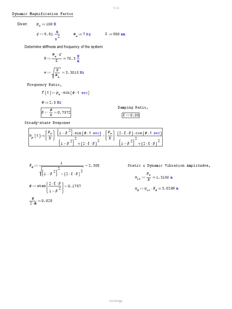 Unit 3 - Examples Dynamic Magnification Factor | PDF | Mechanics ...