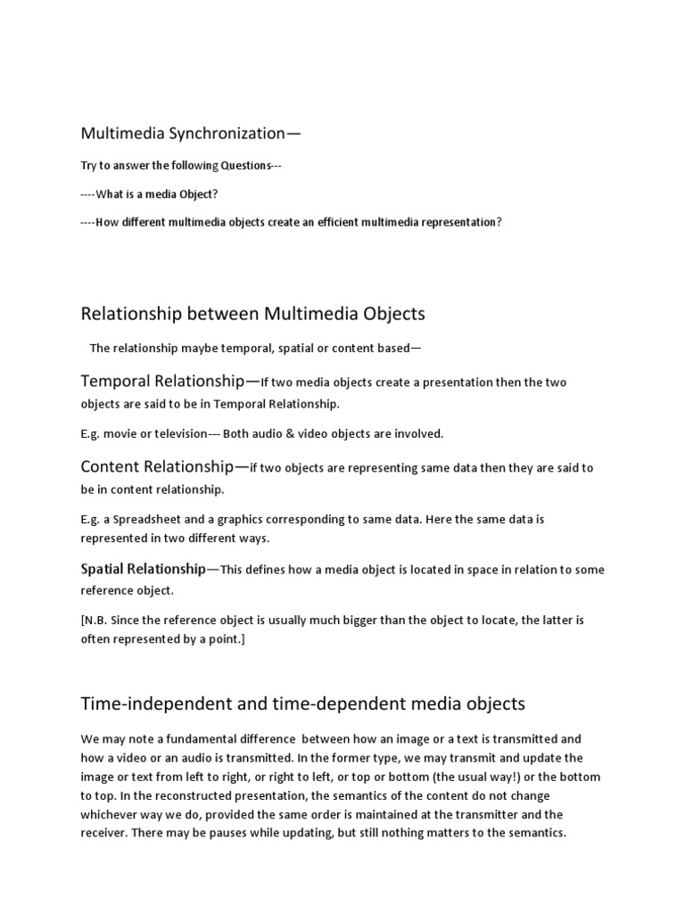 Multimedia Synchronization | PDF | Quality Of Service | Telecommunications