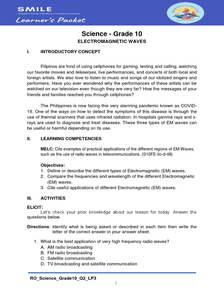 Science-10 Q2 LP3 | PDF | Electromagnetic Spectrum | Electromagnetic Radiation