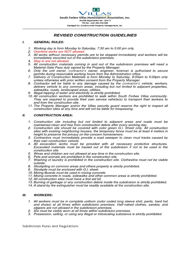 Revised Construction Guidelines Final. | PDF