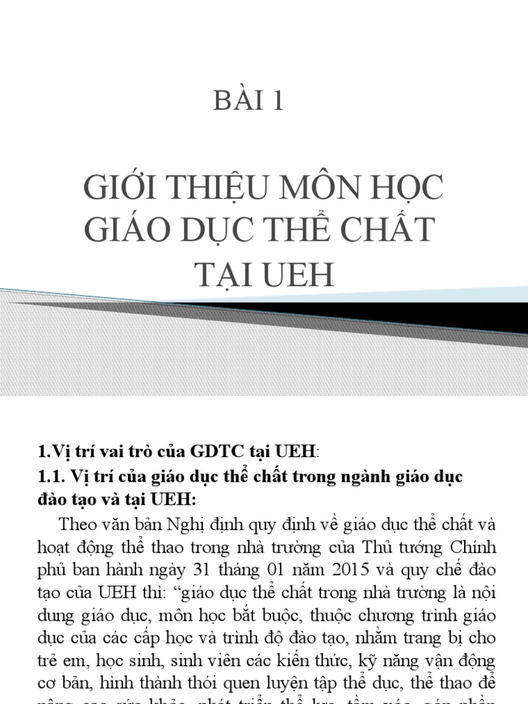 Bài 1 HP1 GDTC | PDF