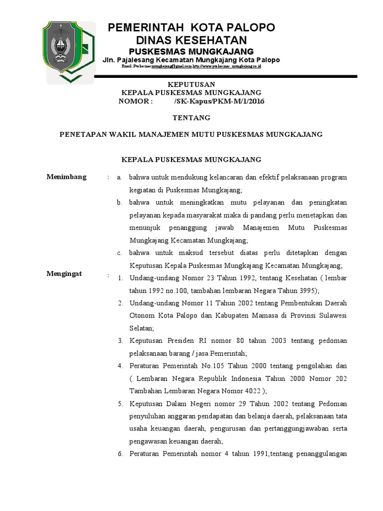 3.1.1.2. A. SK Wakil Manajemen Mutu | PDF