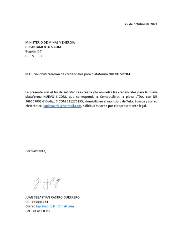 Solicitud Nuevo Sicom | PDF