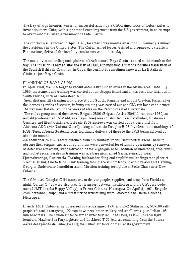 The Bay of Pigs Invasion | PDF | Fidel Castro | Military