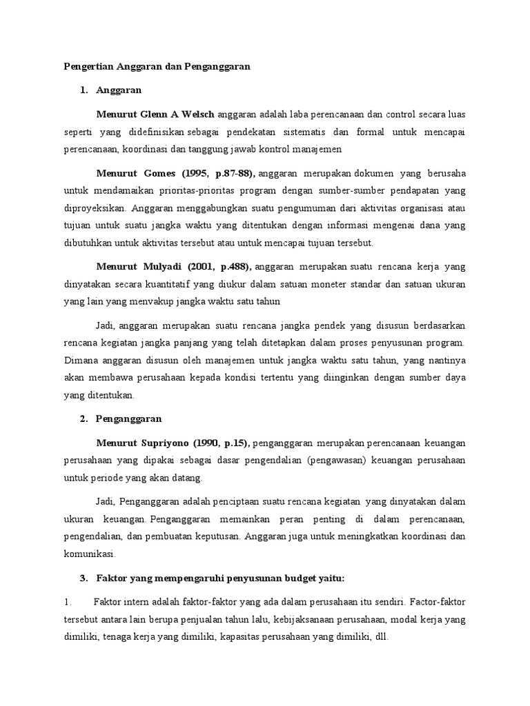 Pengertian Anggaran Dan Penganggaran | PDF