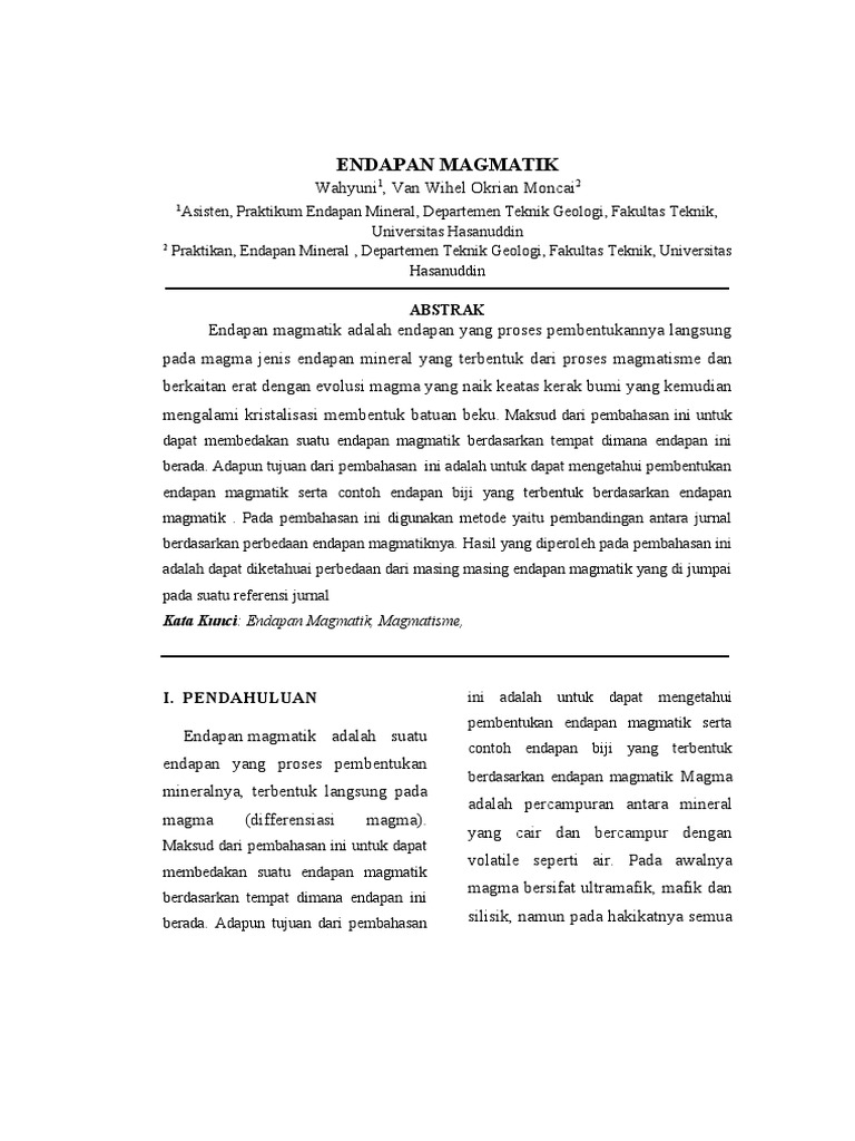 Karakteristik Endapan Magmatik | PDF