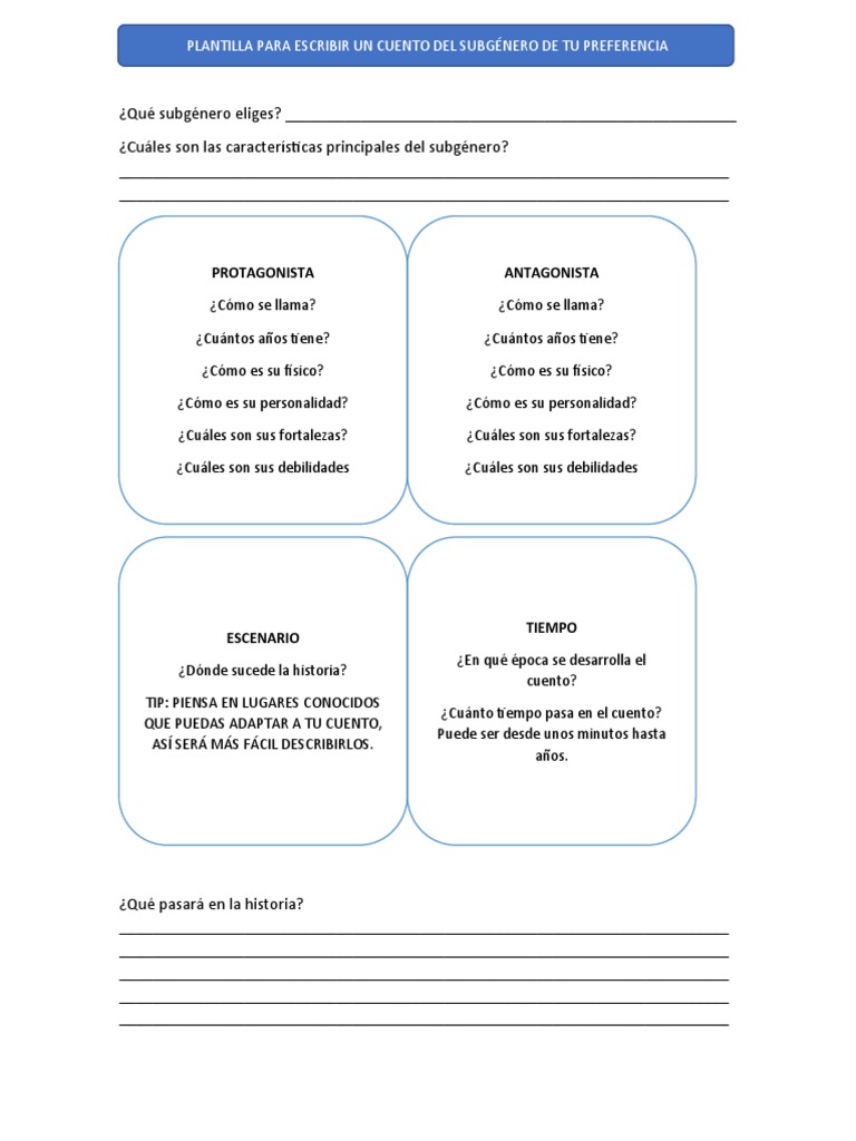 Plantilla para Escribir Cuentos | PDF | Cuentos