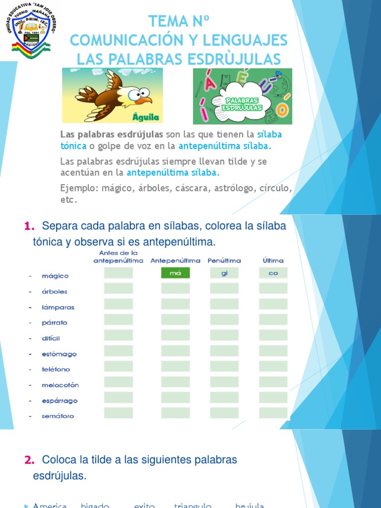 TEMA #3 Palabras Esdrujulas | PDF | Hogar, jardinería y bricolaje