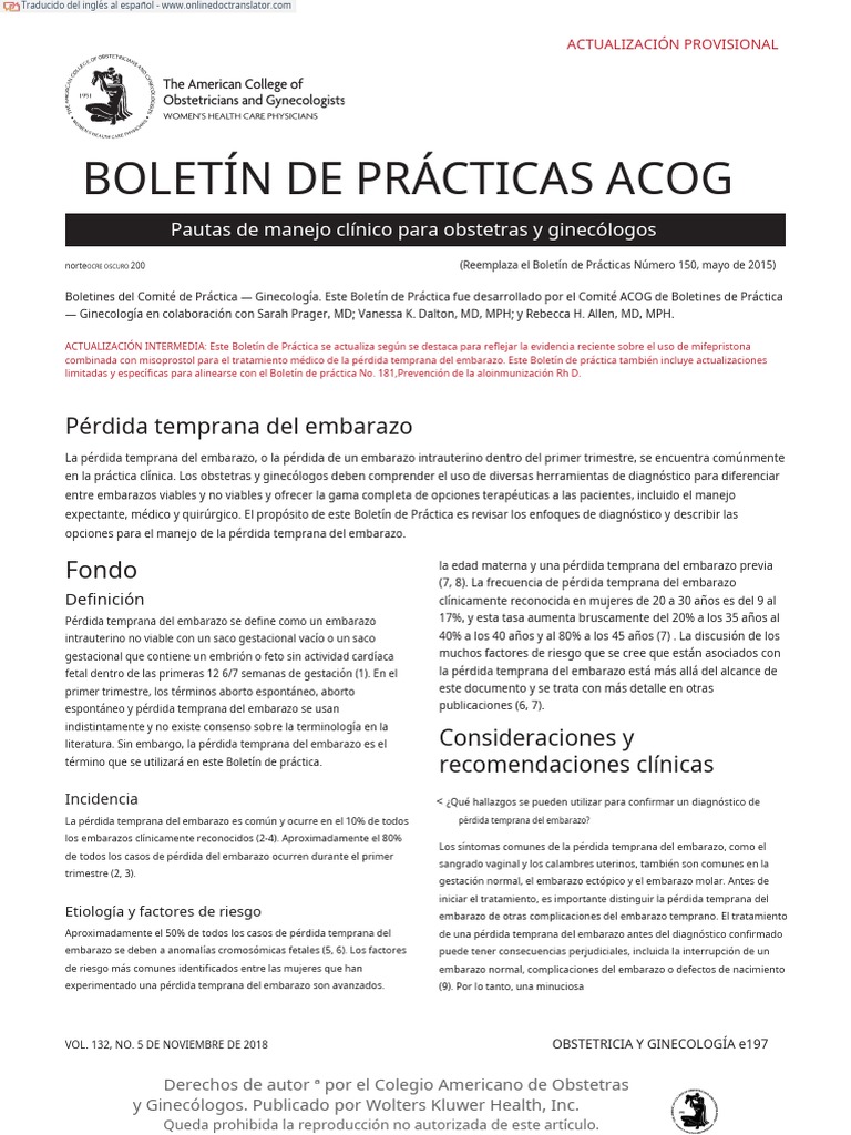 ACOG+EPL+Bulletin Update - En.es | PDF | El embarazo | Aborto