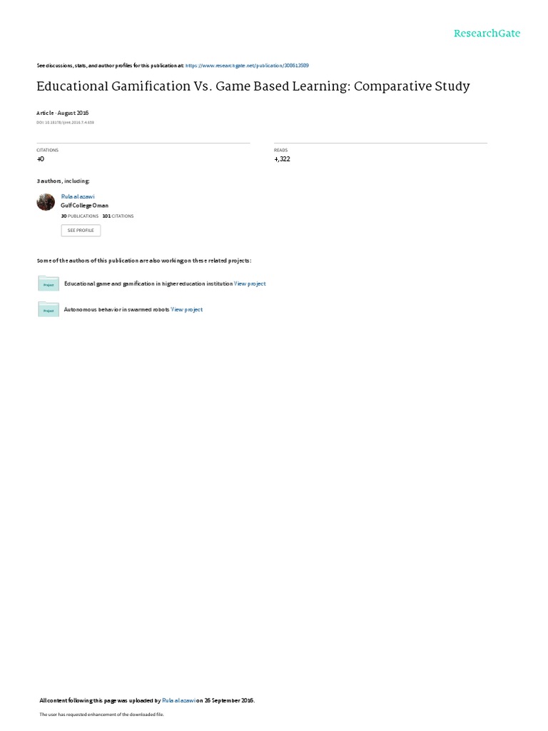 Educational Gamification vs. Game Based Learning: Comparative Study ...