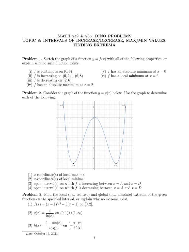 Analysis of Extrema, Intervals of Increase and Decrease, and Critical ...