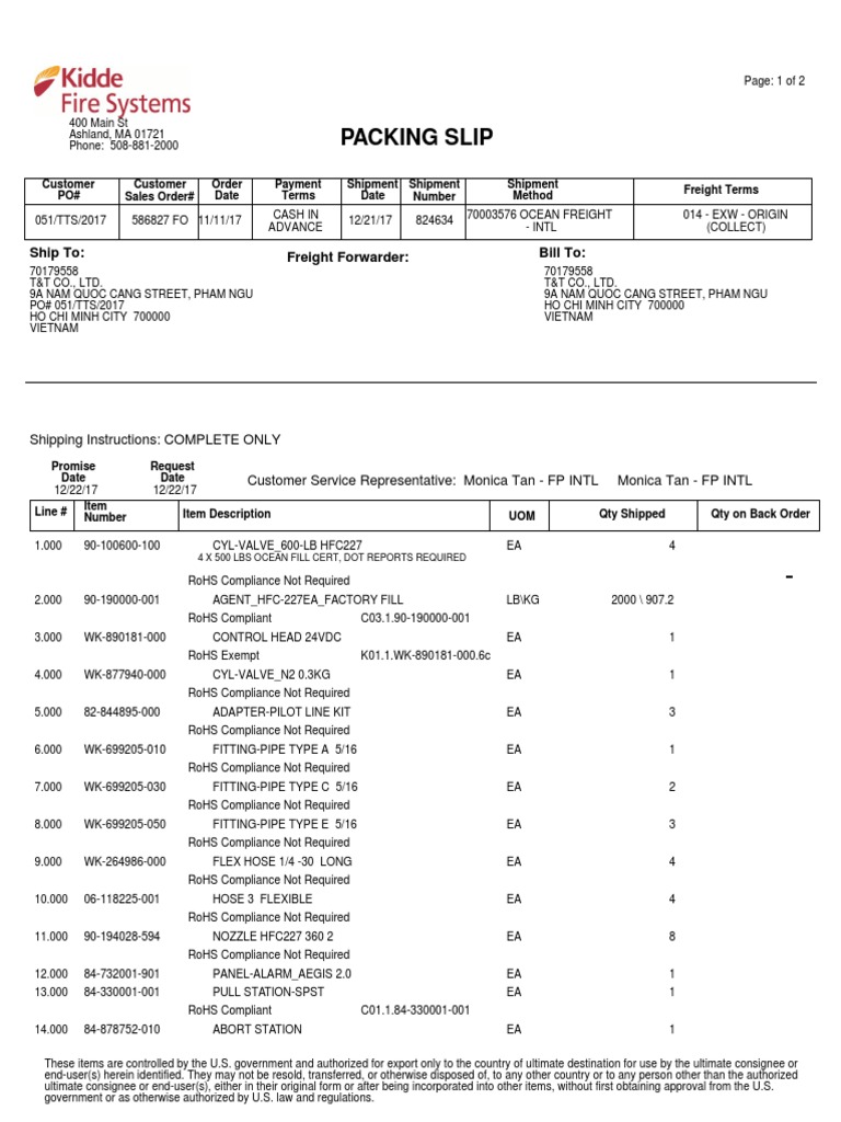 Packing Slip: Ship To: Bill To: Freight Forwarder | PDF | Business ...