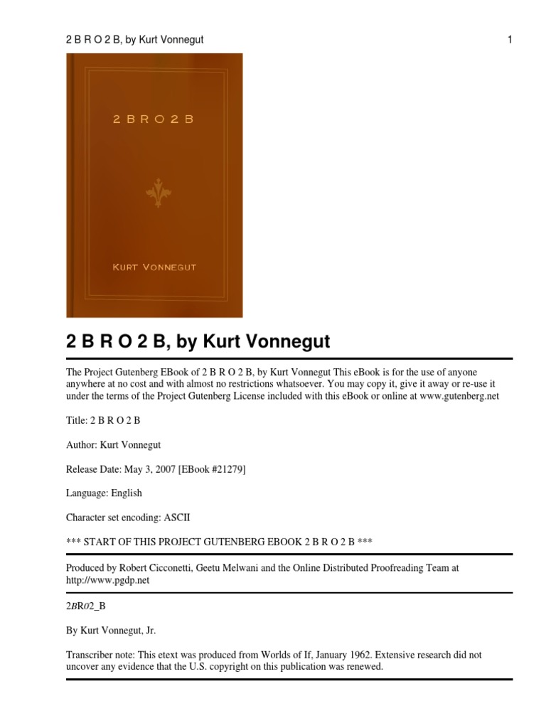Kurt Vonnegut Jr. - 2BRO2B | PDF | Project Gutenberg | License