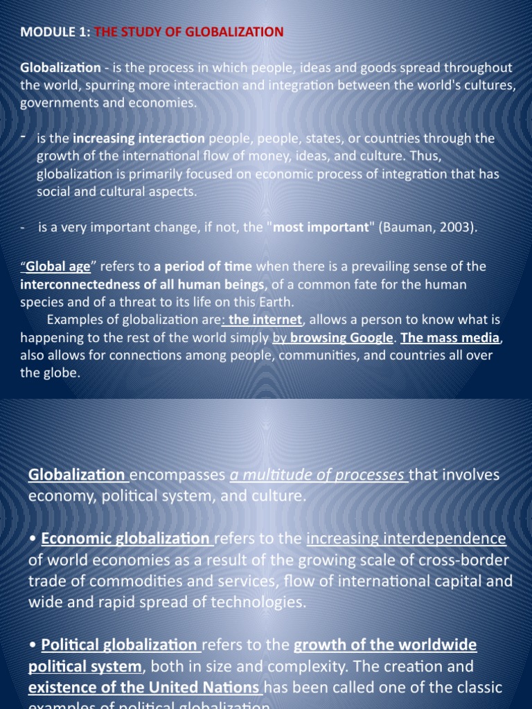 The Study of Globalization: Globalization - Is The Process in Which ...