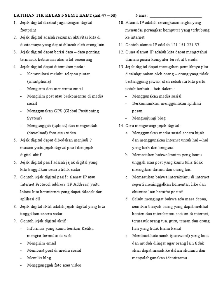 Latihan Tik Kelas 5 Sem 1 Bab 2 Hal 47 50 Pdf