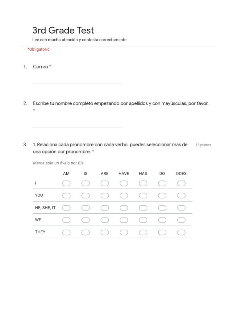 EXAMEN TERCER GRADO - Formularios de Google | PDF