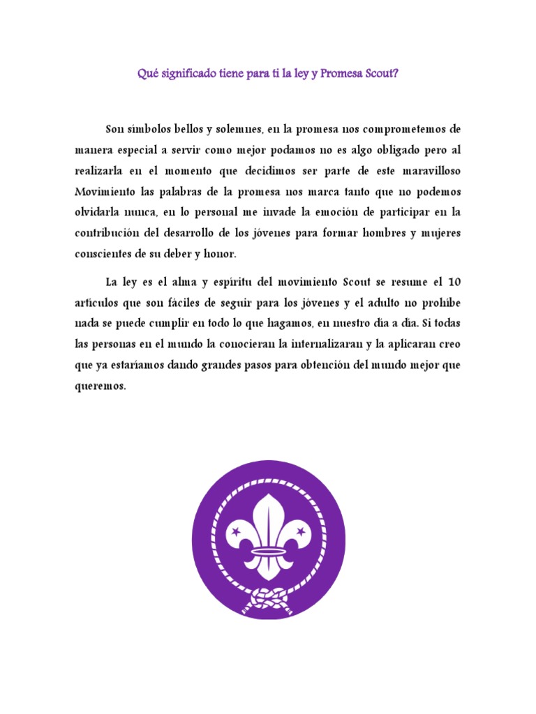 Qué Significado Tiene para Ti La Ley y Promesa Scout | PDF
